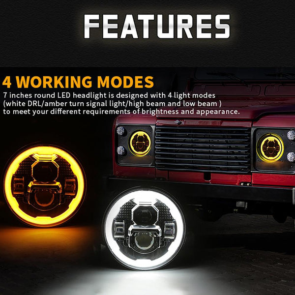 7 Inch LED Headlights with DRL&Turn Signal High Low Beam For Jeep Wran