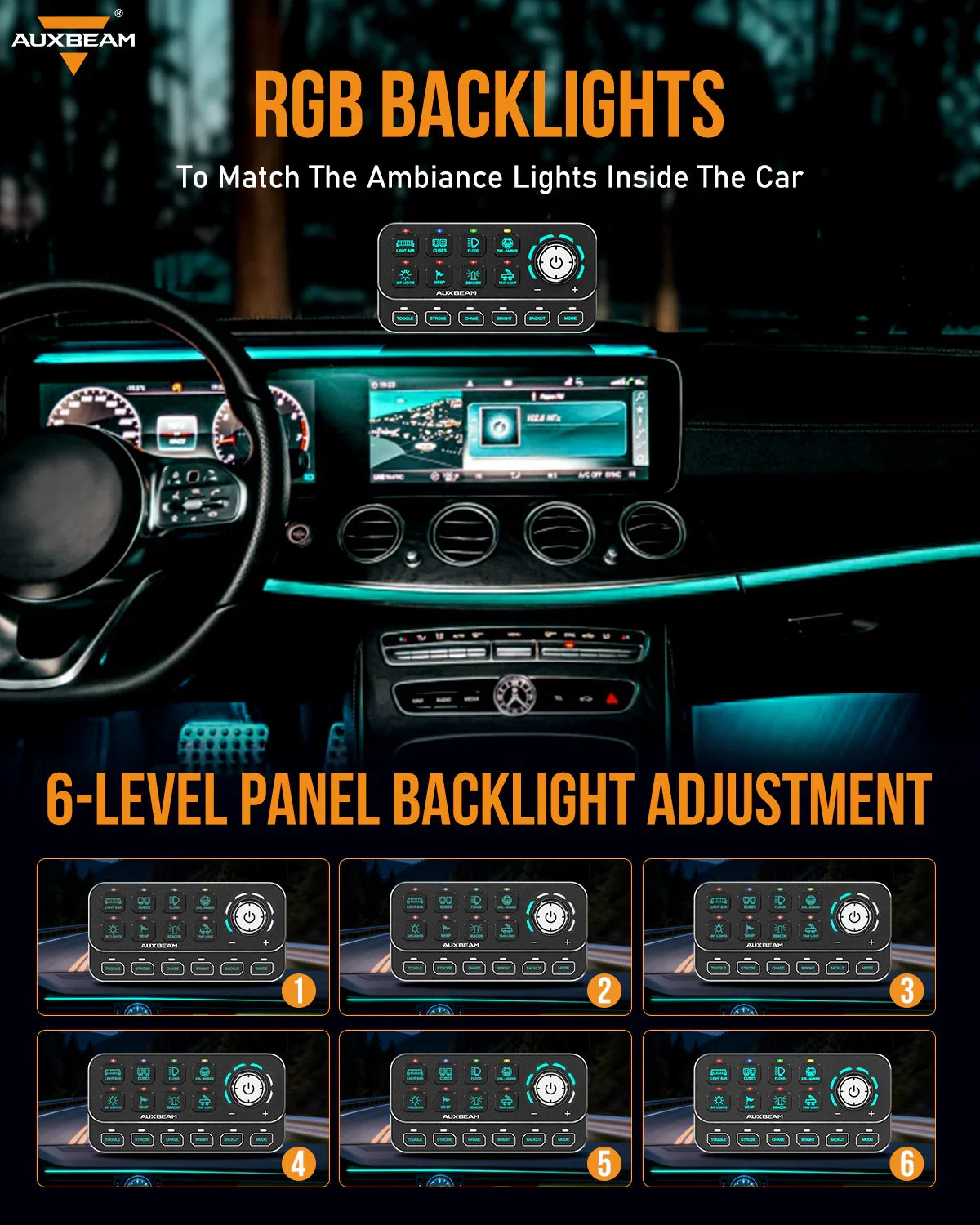 Pre-order Auxbeam® KS-80 Knob RGB Switch Panel MAX 120A ,Light Dimming ...