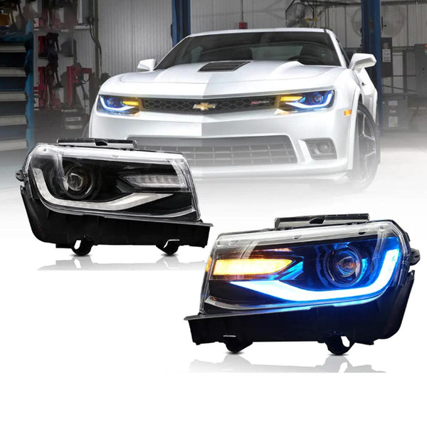 2014 2015 Chevrolet Camaro LED Headlight Assembly RGB Dual Beam ...