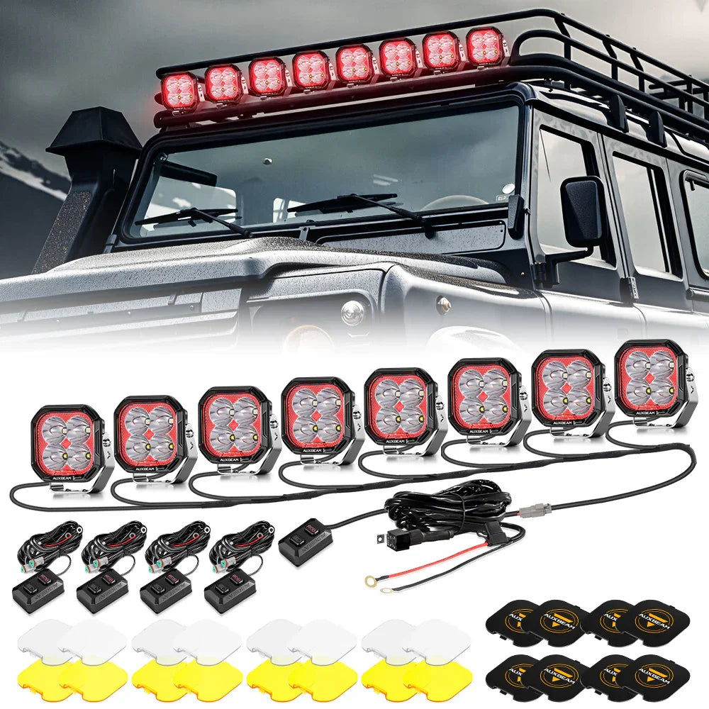 Auxbeam® Color Play Series 3 Inch 116W RGB LED Pod Lights Spot Off Road ...