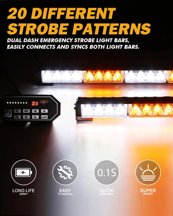 17" Dual LED Directional Emergency Traffic Advisor Light Bars 20 Flash