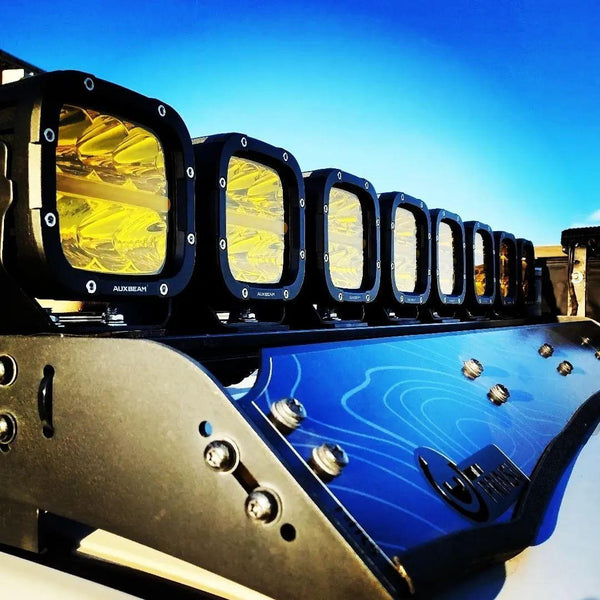 6Pcs 5 Inch 132W Amber DRL LED Pod Lights with Power Harness