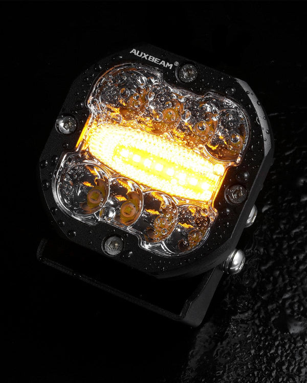 Auxbeam® 3 Inch 96W 9600LM 6 Modes White & Amber LED Pods Lights