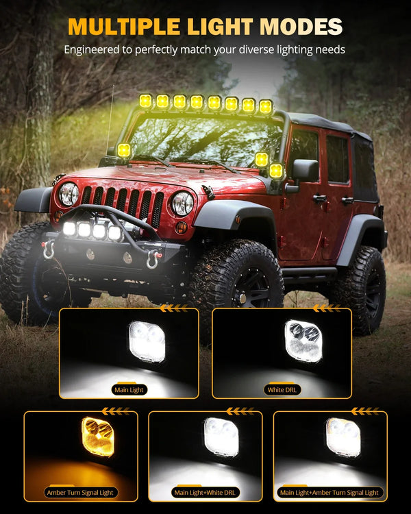 Auxbeam® Color Play Series 3 Inch 100W Combo LED Pod Lights Off Road ...