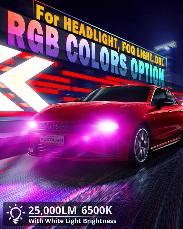 Auxbeam®9006/HB4 RGB LED Headlight Bulbs | 70W Multil Color LED ...
