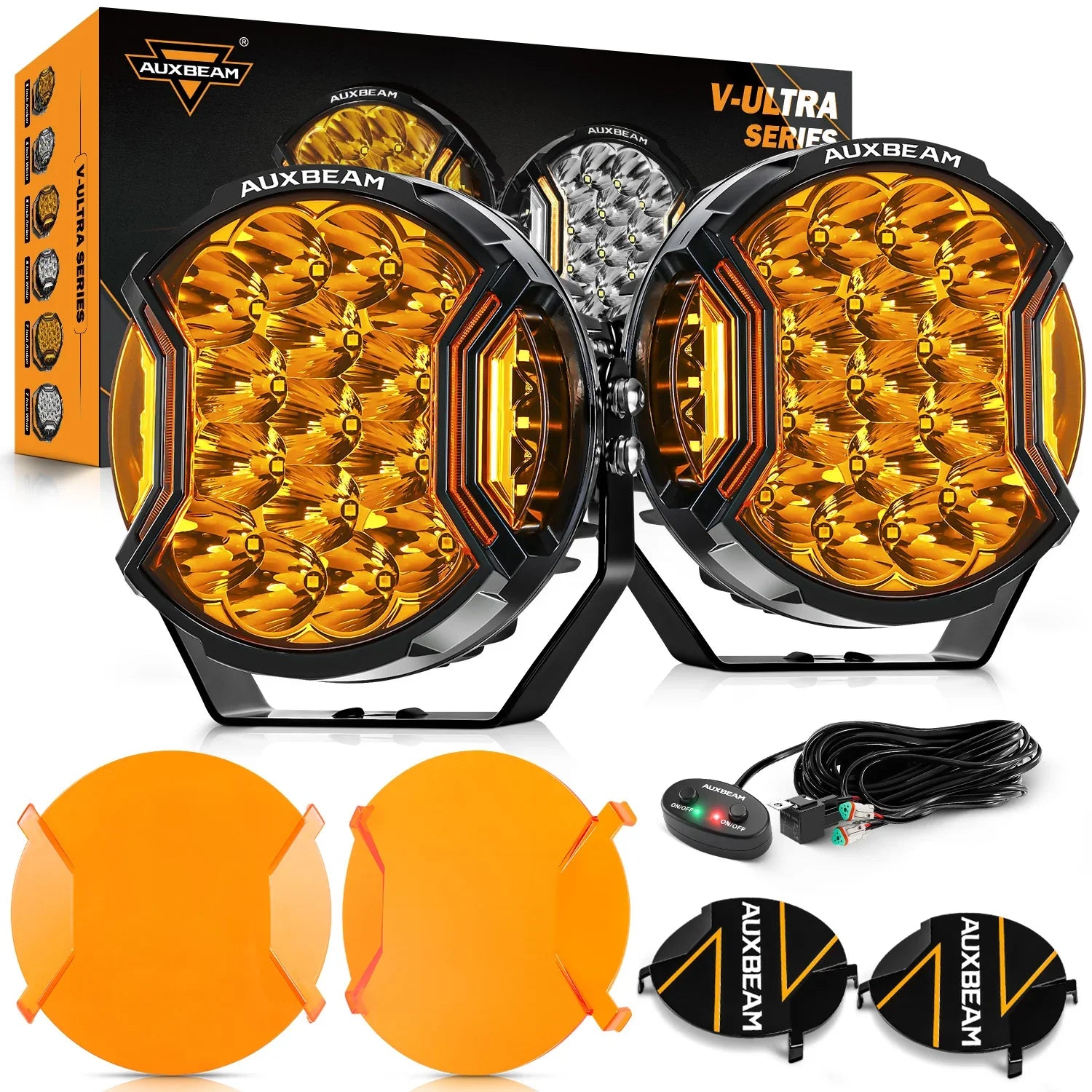 V-ULTRA Series | 7 Inch 226W LED Side Shooter Amber Pod Lights with Am