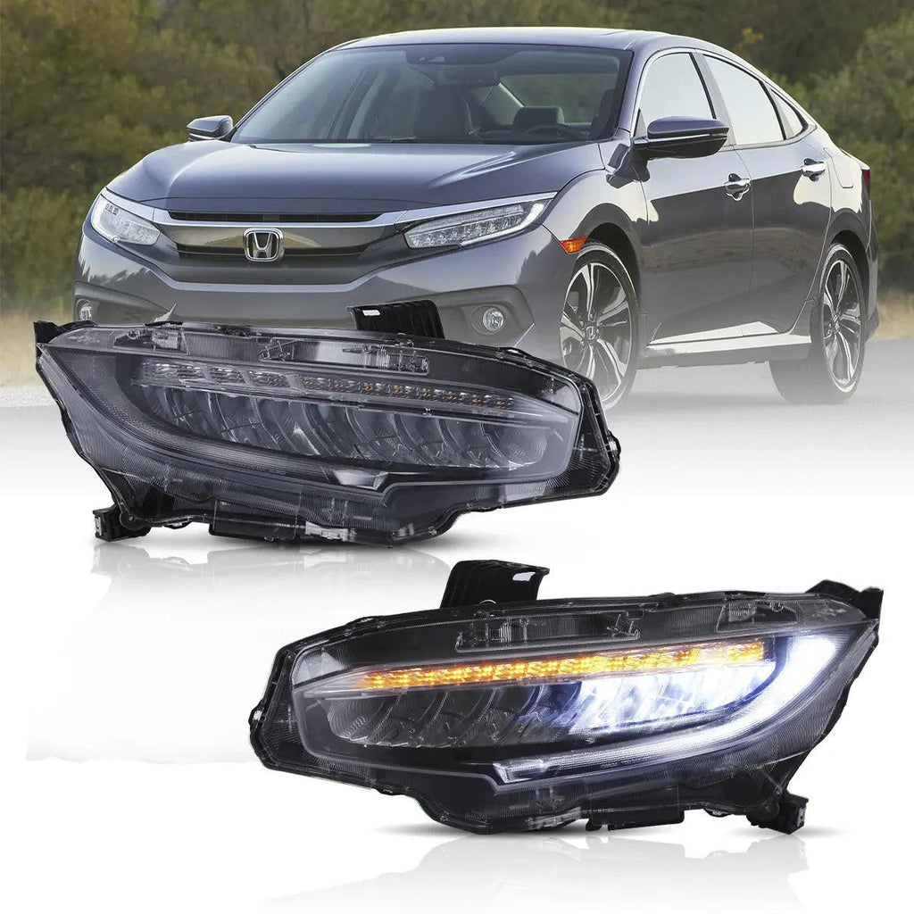 2016 2017 2018 2019 2020 2021 Honda Civic 10th Gen FC FK LED Headlight Assembly Reflection Bowl Chrome