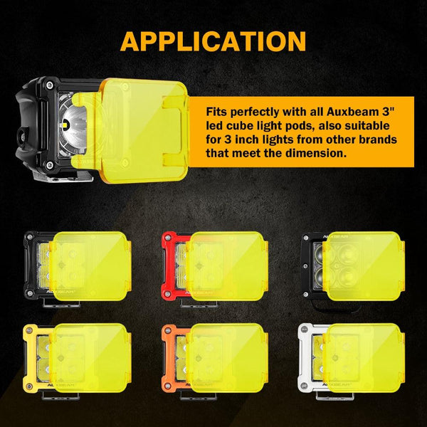 3 inch Amber LED Cube Light Covers for LED Pods Square Offroad Lights