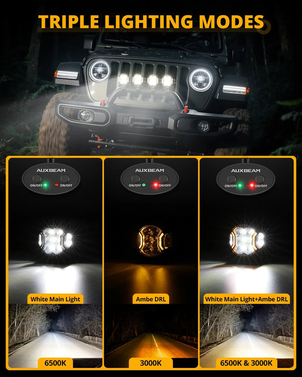 V-ULTRA Series | 3 Inch 108W LED Side Shooter White Pod Lights with Am