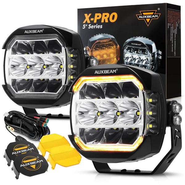 5 Inch 174W LED Side Shooter Pod Lights with White DRL&Amber Turn Sign