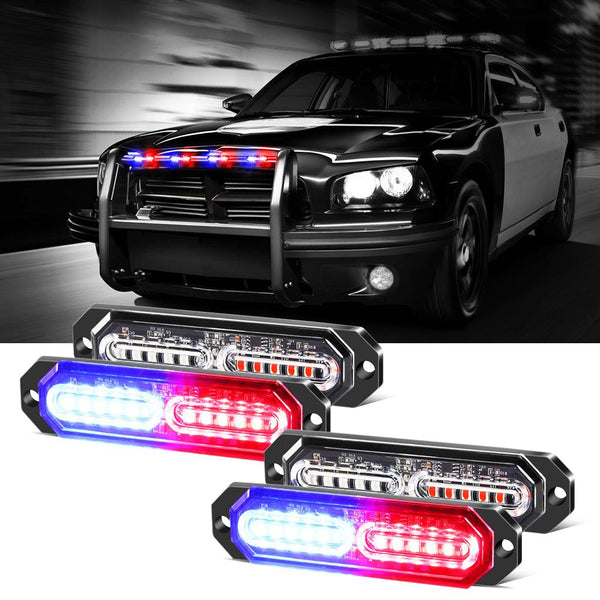 (4PSC/SET) 12LED Emergency Surface Mount Grill Strobe Light for Trucks