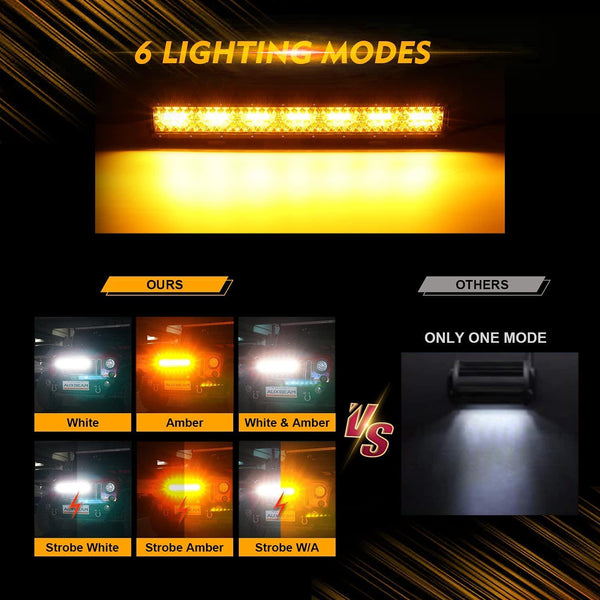 Auxbeam 20 inch 6 Modes White and Amber Off Road Led light bar
