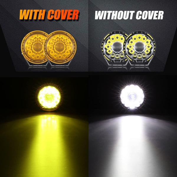 7 Inch Round LED Driving Light Amber Cover Light Shield Cover Lens ...