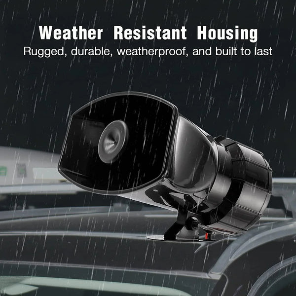 Auxbeam 12V 100W Horns 7 Tone Emergency Warning Siren with Mic PA Spea