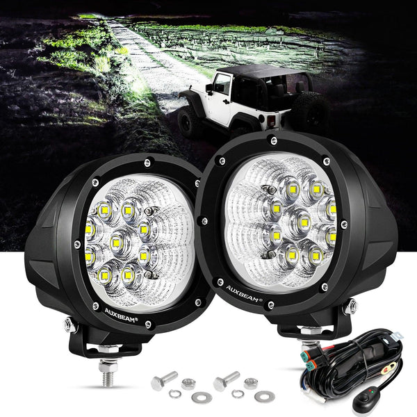 Auxbeam® 4 inch 90W round led pods flood white light | off road pod ...
