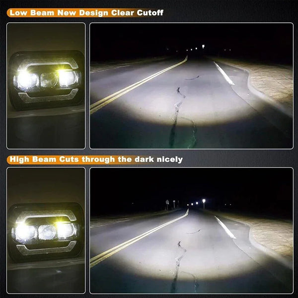 (2pcs/set) 7x6 Inch Sealed Beam LED Headlights with Hi-Lo Beam Yellow